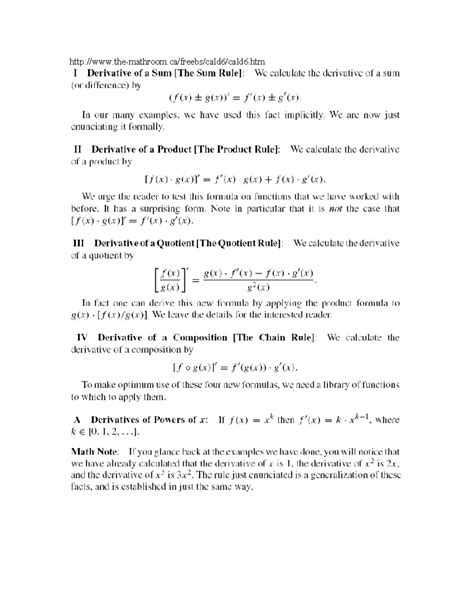 Derivative Rules Examples I Derivative Of A Sum Sum We Calculate The Derivative Of A Sum Or