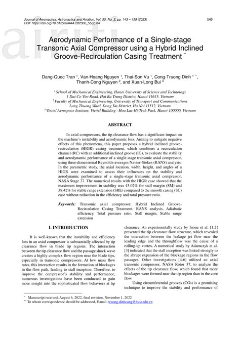 Pdf Aerodynamic Performance Of A Single Stage Transonic Axial Compressor Using A Hybrid