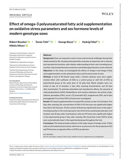 Pdf Effect Of Omega 3 Polyunsaturated Fatty Acid Supplementation On