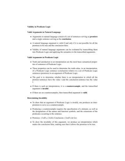 validity in predicate logic the uc davis philosophy department