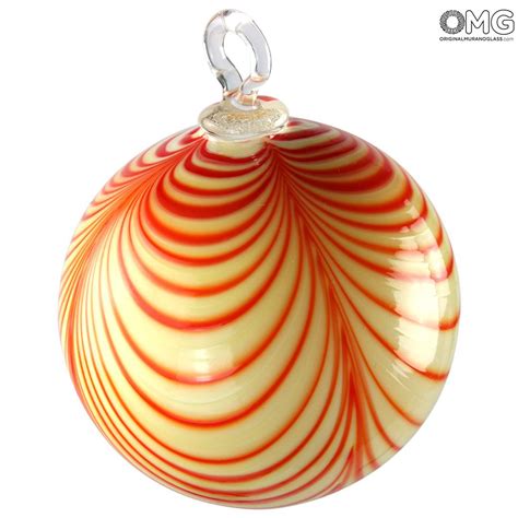 크리스마스 트리 볼 2 개 세트 화이트 And 레드 오리지널 무라노 글래스 Omg