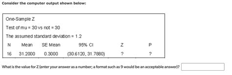 solved consider the computer output shown below one sample
