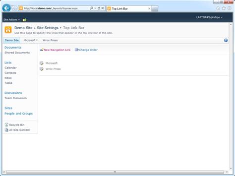 Customizing Sharepoint 2010 Site Navigation Programmatically Wrox