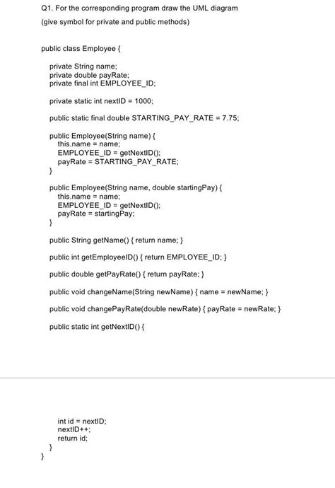 Solved Q1 For The Corresponding Program Draw The Uml
