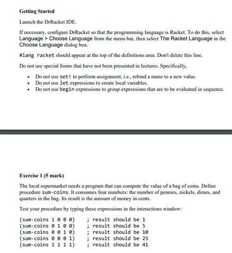 Solved Getting Started Launch The Drracket Ide If