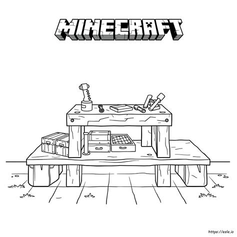 Minecraft Crafting Table Coloring Page