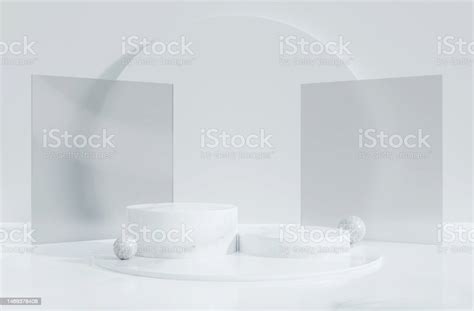 추상적인 흰색 배경 개념과 대리석 돌 질감 기하학적 플랫폼은 화장품을 보여주고3d 흰색 배경에 연단을 표시합니다 스탠드 프레젠테이션을 위한 최소한의 모형 무대 쇼케이스3d