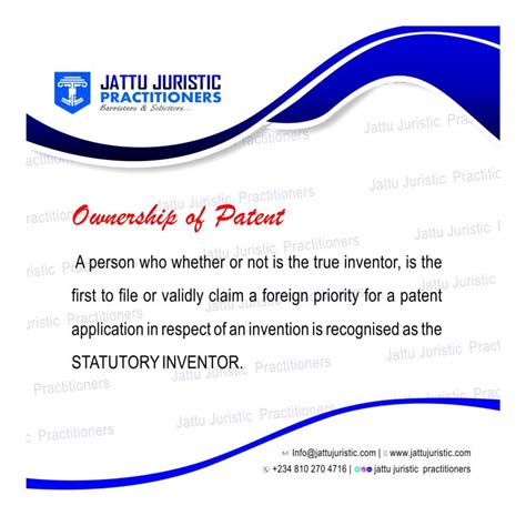 File A Patent Application For That Invention And Become The Statutory Inventor Jattu Juristic