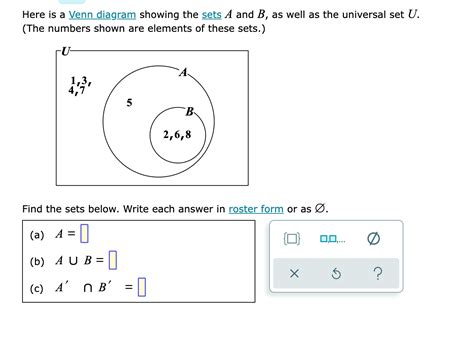 Solved Here Is A Venn Diagram Showing The Sets A And B As Chegg Com