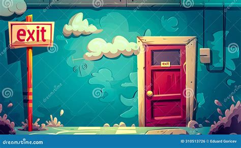 Cartoon Style Exit Door Concept Stock Photo Image Of Generated Design 310513726