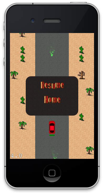 implementing pause menu accelerometer in desert race tilemap game