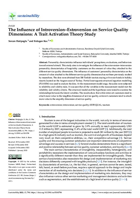 Pdf The Influence Of Introversionextroversion On Service Quality