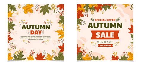 가을 시즌 소셜 미디어 템플릿 프리미엄 벡터