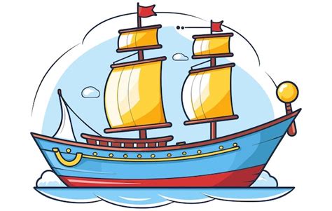 Ships In The Ocean With A Seagull Vector Ships Water Transport Vector