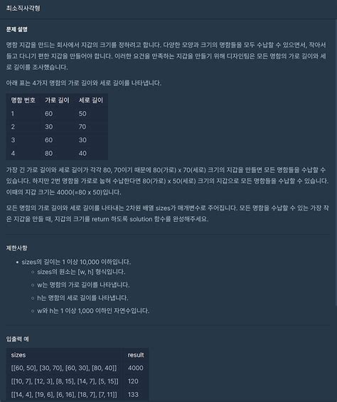 최소직사각형 크기 비교