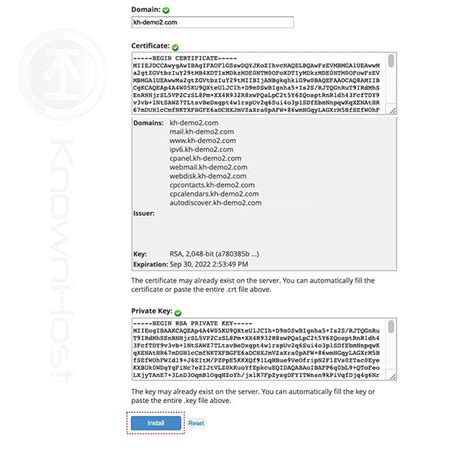 how to install an ssl certificate directly from whm knownhost