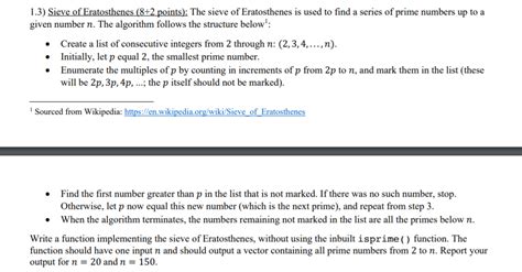 Solved 13 Sieve Of Eratosthenes 82 Points The Sieve Of