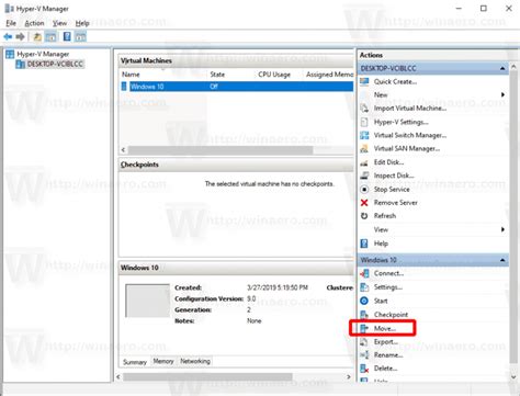 Move Hyper V Virtual Machine In Windows 10