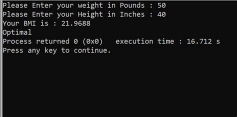BMI Calculator Program In C Programming Code Examples