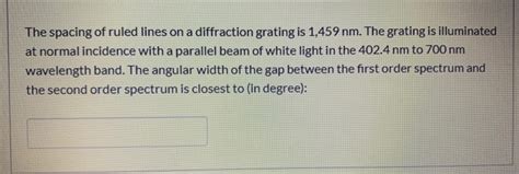 Solved The Spacing Of Rules Lines On A Diffraction Grating