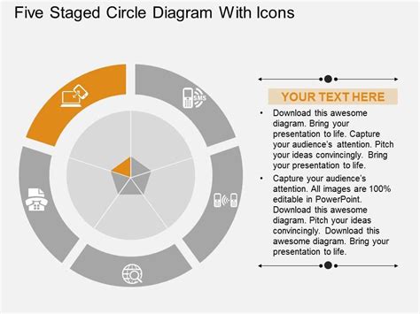 Five Staged Circle Diagram With Icons Flat Powerpoint Desgin