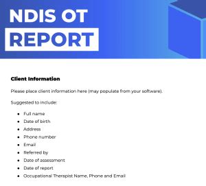 NDIS Occupational Therapy Report Template