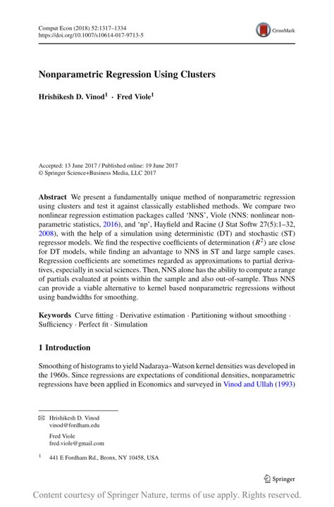 Nonparametric Regression Using Clusters Request Pdf