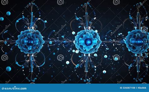An Atomic Structure Or A Molecular Model Central Glowing Nucleus