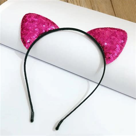 Wholesale New Cat Ears Bezel For Girls Hair Accessories Sequins Hairband Cat Ear Headband Women