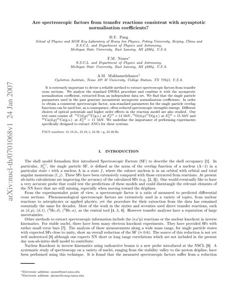 Pdf Are Spectroscopic Factors From Transfer Reactions Consistent With Asymptotic Normalization