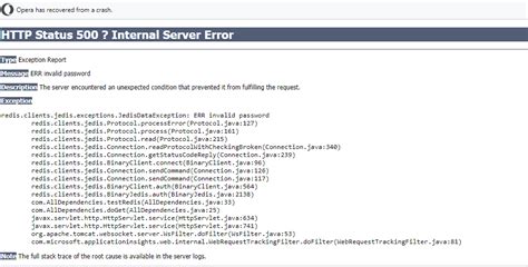 portal shows redis dependency as successful whereas browser shows 500