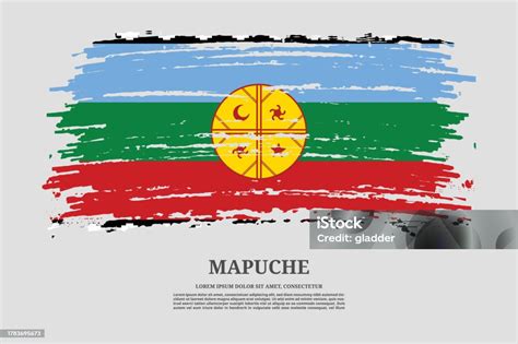 브러시 스트로크 효과와 정보 텍스트 포스터 벡터와 마푸체 플래그 0명에 대한 스톡 벡터 아트 및 기타 이미지 0명 국가 지리적 지역 그런지 이미지 기법 Istock