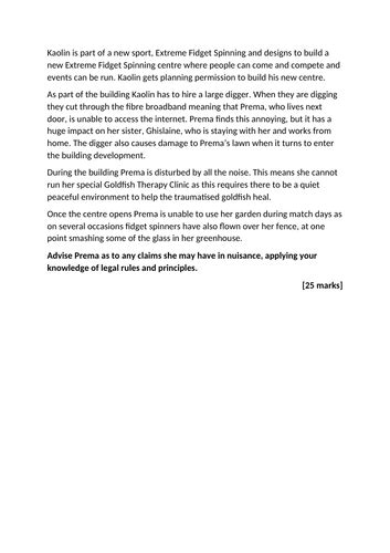 A Level Law Tort Law Scenario Bundle Eduqas Problem Questions Teaching Resources