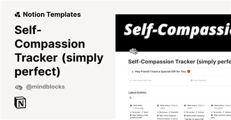 Self Compassion Tracker Simply Perfect Template By Mindblocks