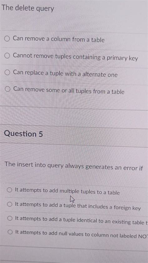 Solved The Delete Query Can Remove A Column From A Table