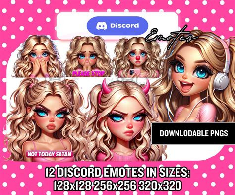 Blonde Girl Discord Emotes 12 Bulk Png Files Digital Download Etsy