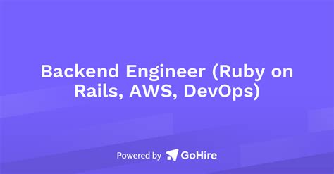 Backend Engineer Ruby On Rails Aws Devops At Oneseven Tech Jobs At Oneseven Tech