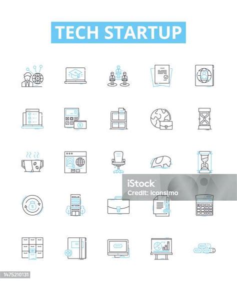 기술 시작 벡터 라인 아이콘을 설정합니다 기술 스타트업 기술 혁신 기업가 벤처 소프트웨어 그림 개요 개념 기호 및 기호 가상현실에 대한 스톡 벡터 아트 및 기타 이미지