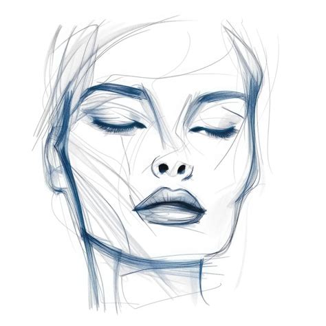 Línea Continua De Contorno Ciego De La Cara De Una Mujer Hermosa