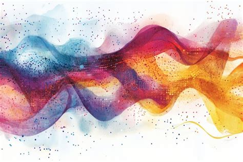 vibrant watercolor flowing data visualization with colorful waves stock illustration