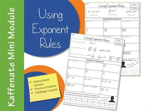 Using Exponent Rules Mini Module Teaching Resources