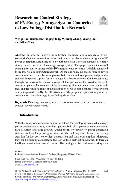 Pdf Research On Control Strategy Of Pv Energy Storage System Connected To Low Voltage
