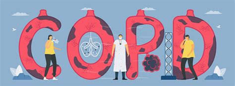 만성 폐쇄성 폐 질환 또는 Copd 폐에는 호흡 문제와 공기 흐름이 좋지 않습니다 플랫 디자인의 벡터 일러스트레이션 0명에 대한 스톡 벡터 아트 및 기타 이미지 Istock