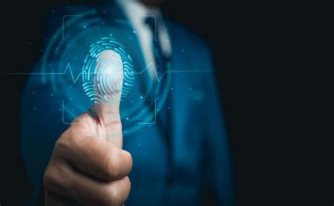 Premium Photo Businessman Scan Fingerprint Biometric Identity And