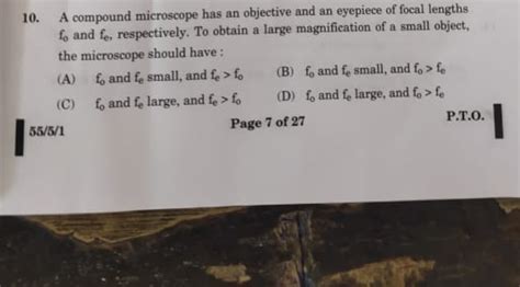 A Compound Microscope Has An Objective And An Eyepiece Of Focal Lengths F