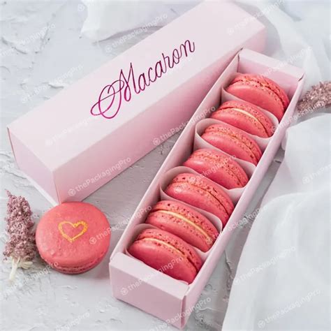 Custom Foil Logo Printed Macaron Packaging Cookie Box Rectangular 6