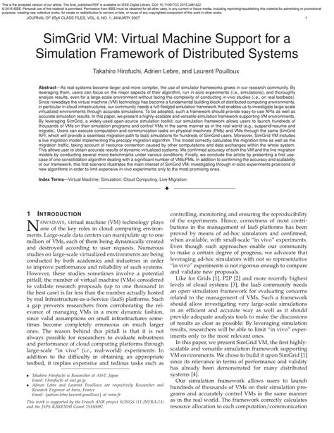 Pdf Simgrid Vm Virtual Machine Support For A Simulation Framework Of Distributed Systems