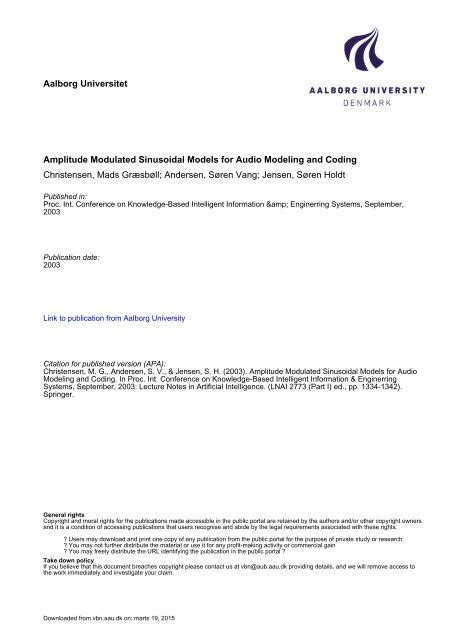 Amplitude Modulated Sinusoidal Models For Audio Mp3tech