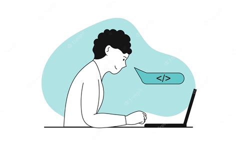 Premium Vector Man Programming Application At Laptop Vector