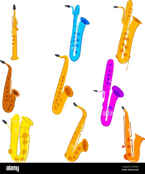 Saxophone Set Cartoon Vector Illustration Stock Vector Image And Art Alamy